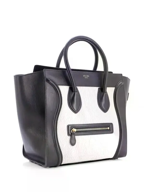 Celine Bicolor Luggage Leather Mini Satchel - Black