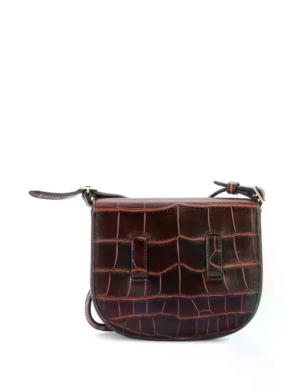 Celine Symmetrical Shoulder Bag Crocodile Embossed Mini Belt Bag - Brown