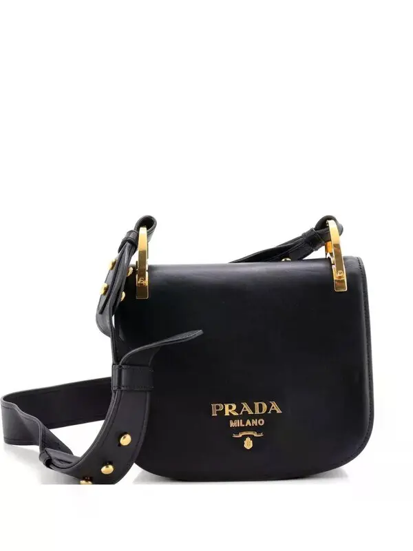 Prada Pionniere Saddle City Calfskin Small Crossbody Bag - Black