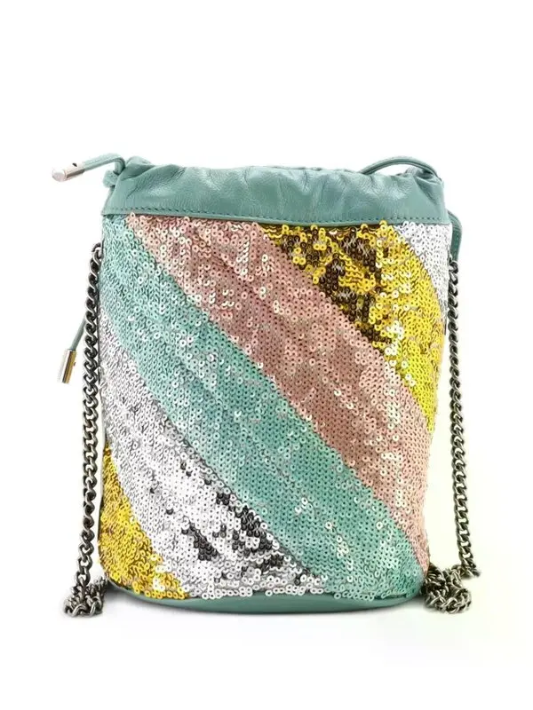 Gucci Gg Marmont Sequined Mini Bucket Bag - Blue