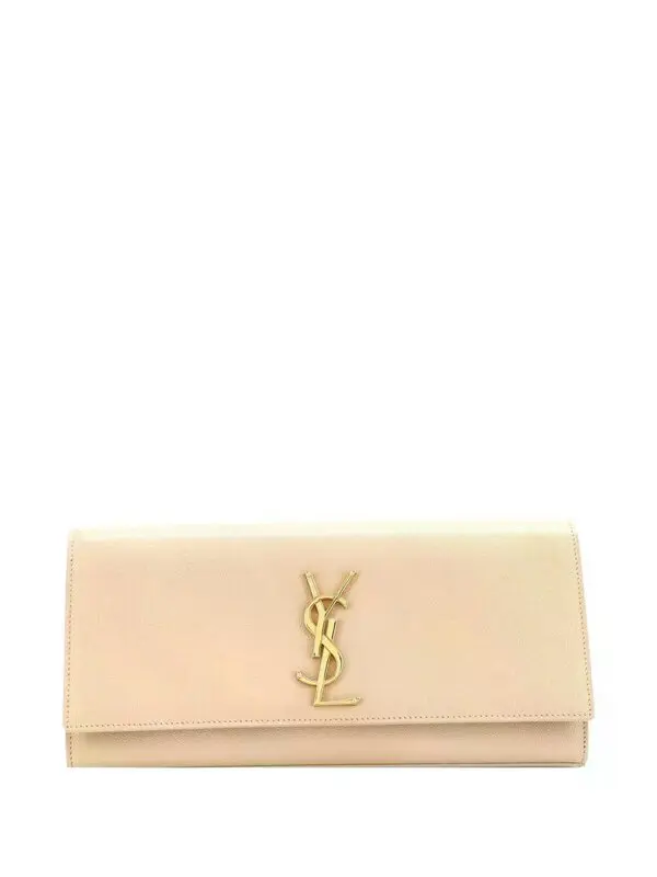Saint Laurent Classic Monogram Long Clutch Bag - Neutrals
