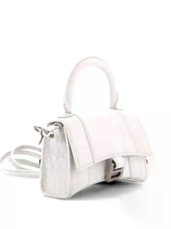 Balenciaga Hourglass Top Handle Mini Crossbody Bag - White