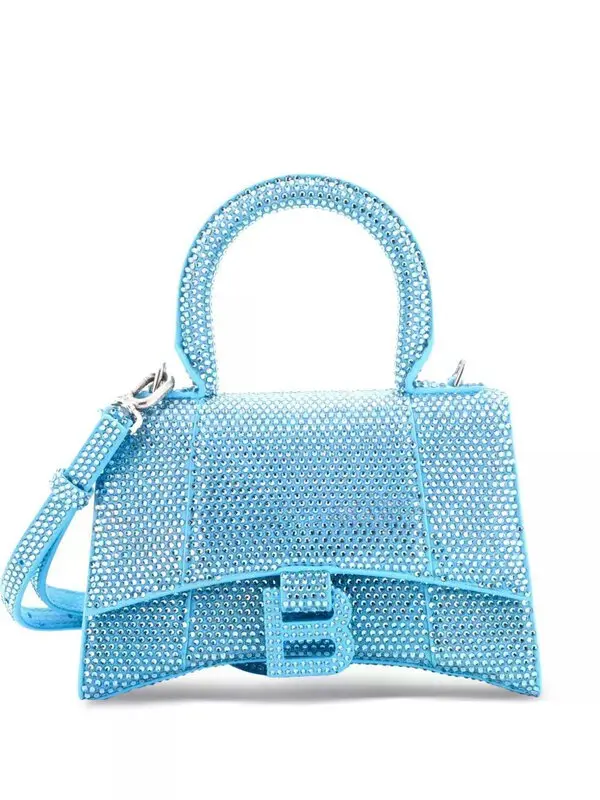 Balenciaga Hourglass Top Handle Xs Bag With Crystals - Blue