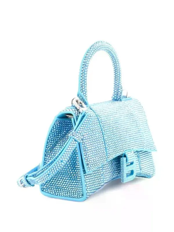 Balenciaga Hourglass Top Handle Xs Bag With Crystals - Blue
