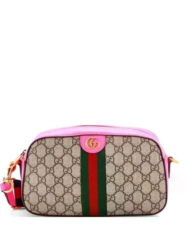 Gucci Ophidia Convertible Camera Bag Gg Coated Canvas - Pink