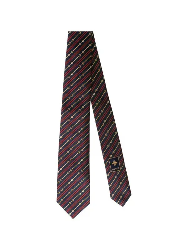 Gucci Striped Horsebit-pattern Tie - Blue