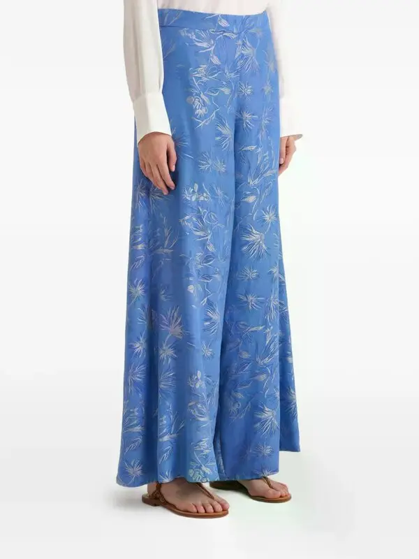 Malìparmi Ramage-print Palazzo Pants - Blue