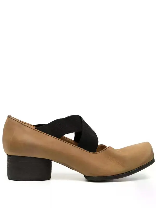 UMA WANG 40mm Square-toe Leather Ballerina Shoes