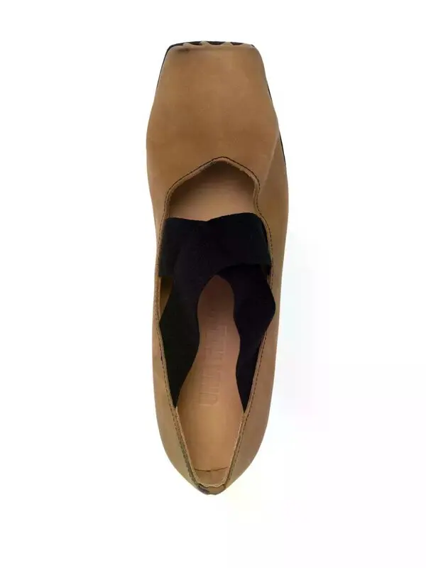 UMA WANG 40mm Square-toe Leather Ballerina Shoes