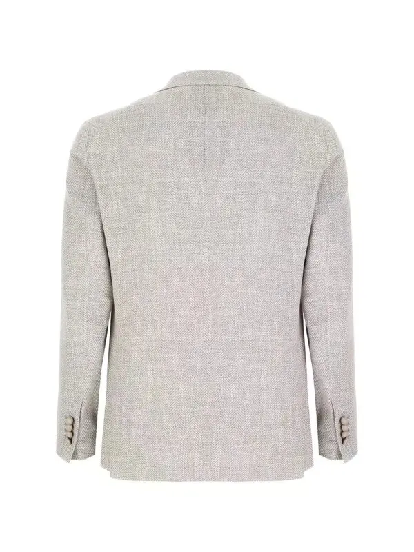 Tagliatore Herringbone Button Jacket - Grey