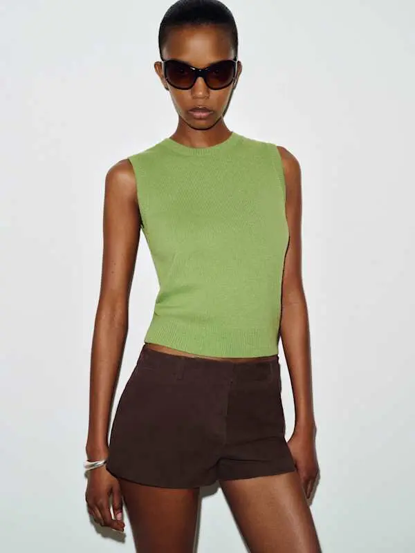 REFORMATION Roxana Cashmere Sweater Tank - Green