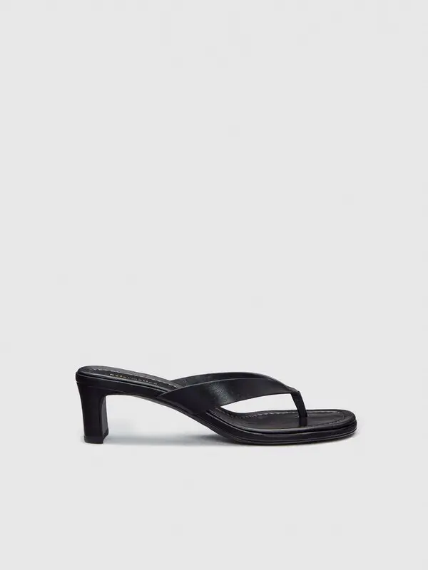 REFORMATION Jessie Leather Block Heel Sandal - Black