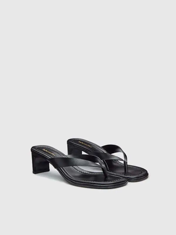 REFORMATION Jessie Block Heel Leather Sandal - Black