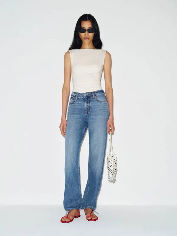 REFORMATION Reece Low Rise Denim Pants - Blue