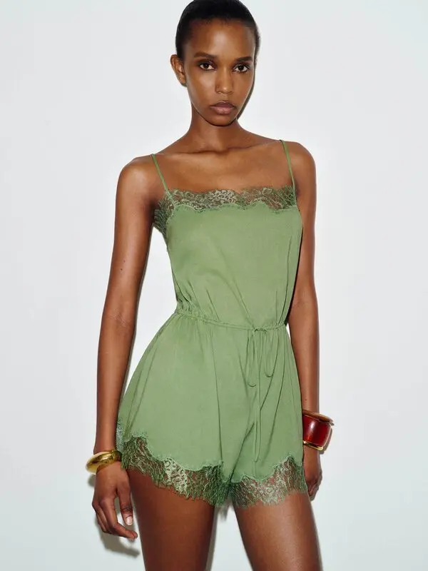 REFORMATION Elodie Romper - Green