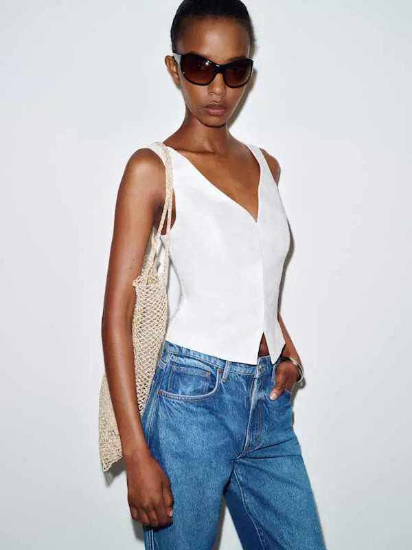 REFORMATION Indie Linen Top - Ivory