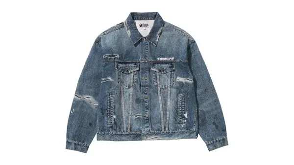 A BATHING APE Fake Print Trucker Jacket - Light Indigo