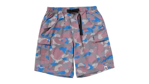 A BATHING APE Camo Belted 3 Layer Cargo Shorts - Multicolor