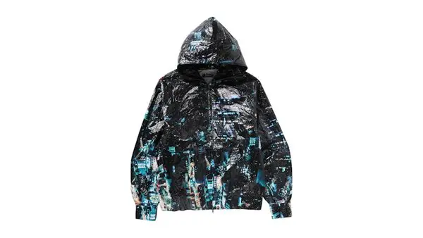 A BATHING APE Overall Print Crease Hooded Jacket - Black