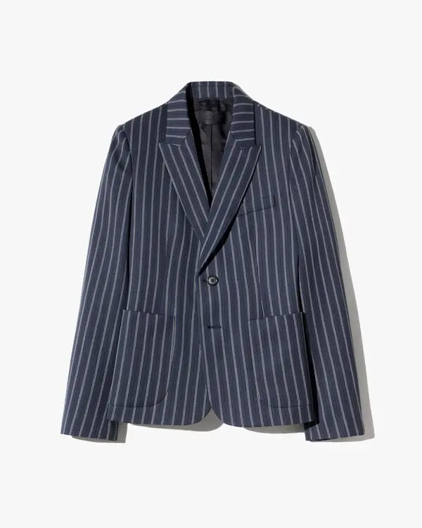 NILI LOTAN Delphine Striped Blazer - Marine Blue Pinstripes