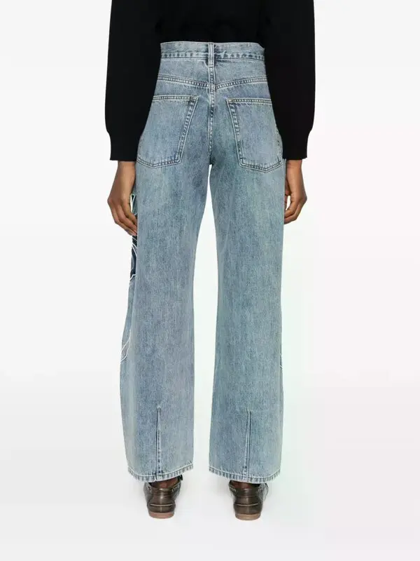 Sandro Palm Embroidered Wide Barrel Jeans