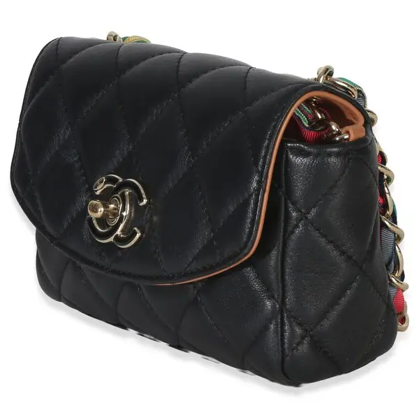 Chanel Quilted Lambskin Ribbon Chain Coco Flap Bag