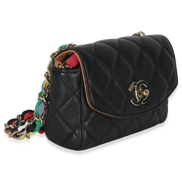 Chanel Quilted Lambskin Ribbon Chain Coco Flap Bag