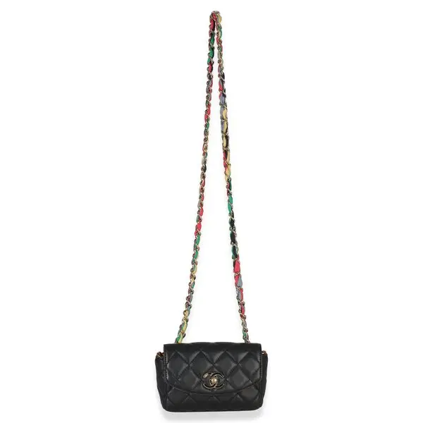 Chanel Quilted Lambskin Ribbon Chain Coco Flap Bag