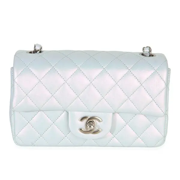 Chanel Iridescent Quilted Goatskin Rectangular Flap - Blue