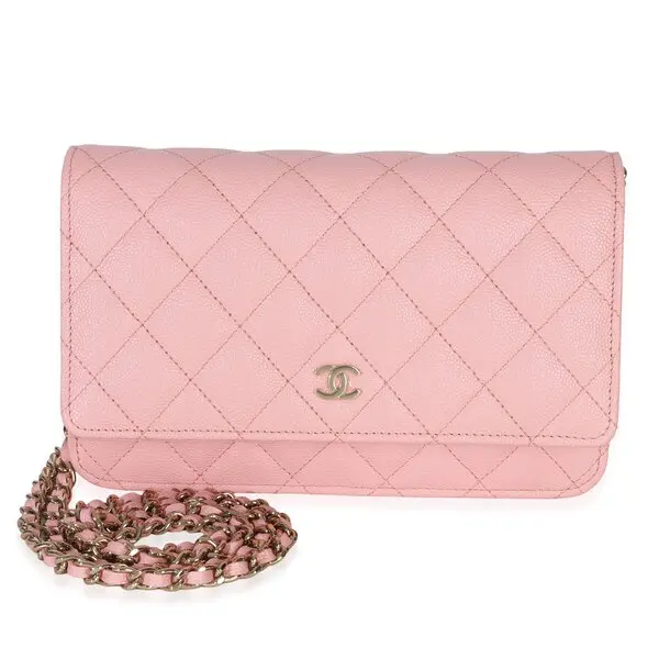 Chanel Quilted Caviar Wallet-on-chain - Pink