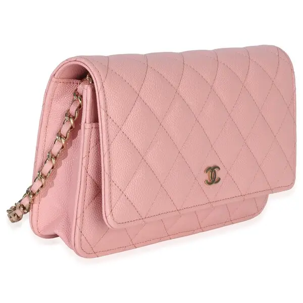 Chanel Quilted Caviar Wallet-on-chain - Pink