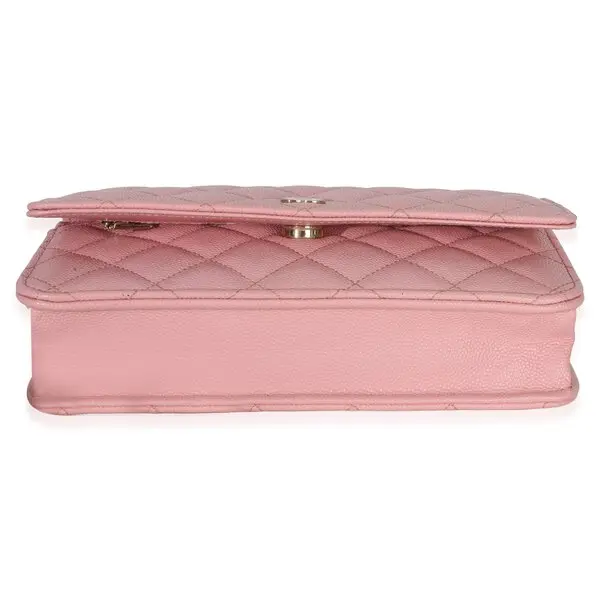 Chanel Quilted Caviar Wallet-on-chain - Pink