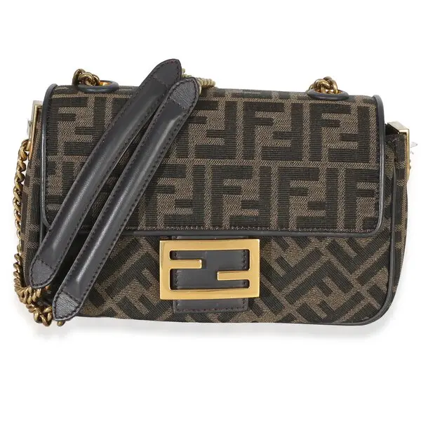 Fendi Ff Jacquard Fabric Mini Baguette Bag - Brown