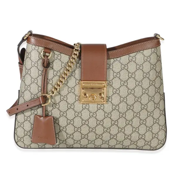 Gucci Padlock Shoulder Bag Gg Supreme Monogram Canvas - Beige