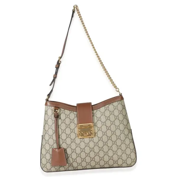 Gucci Padlock Shoulder Bag Gg Supreme Monogram Canvas - Beige