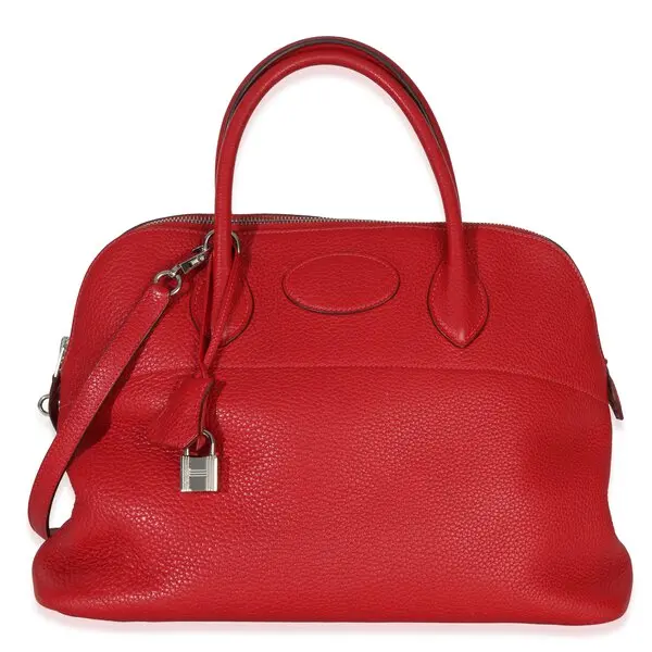 Hermès Clemence Rouge Casaque Bolide 35 Phw - Red