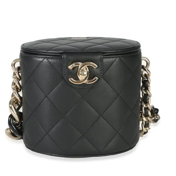 Chanel Quilted Lambskin Chain Vanity Case - Black