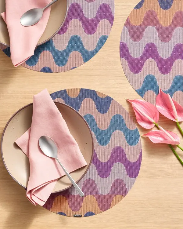 Quince Chilewich Wiggle Easy-care Round Placemat, Set Of 4