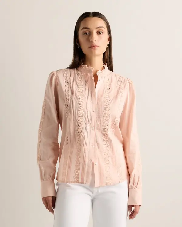 Quince Voile Lace Detail Blouse - Ballet Slipper