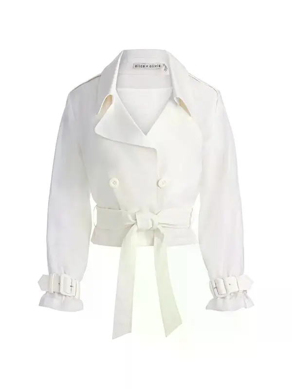 Alice + Olivia Keith Belted Cropped Jacket - White