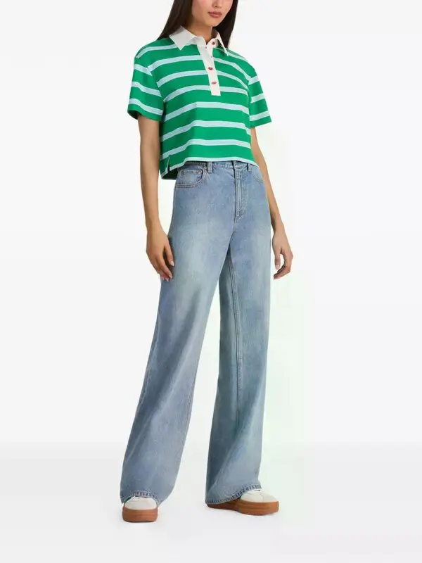 Alice + Olivia Striped Polo Top - Green