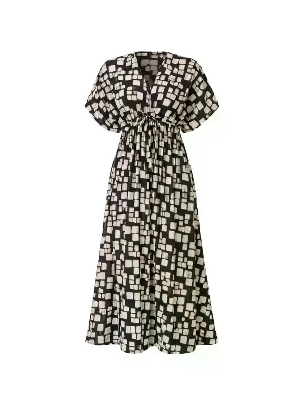Max Mara Printed Day Dress - Black