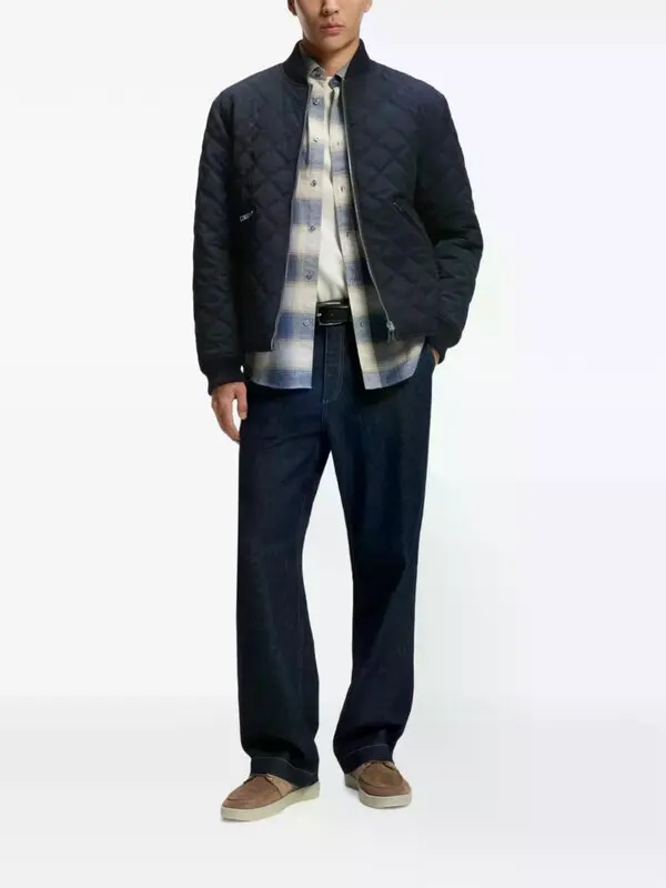 BOSS Quilted Zip Jacket - Blue