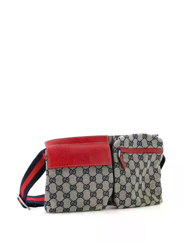 Gucci Vintage Double Gg Canvas Belt Bag - Blue