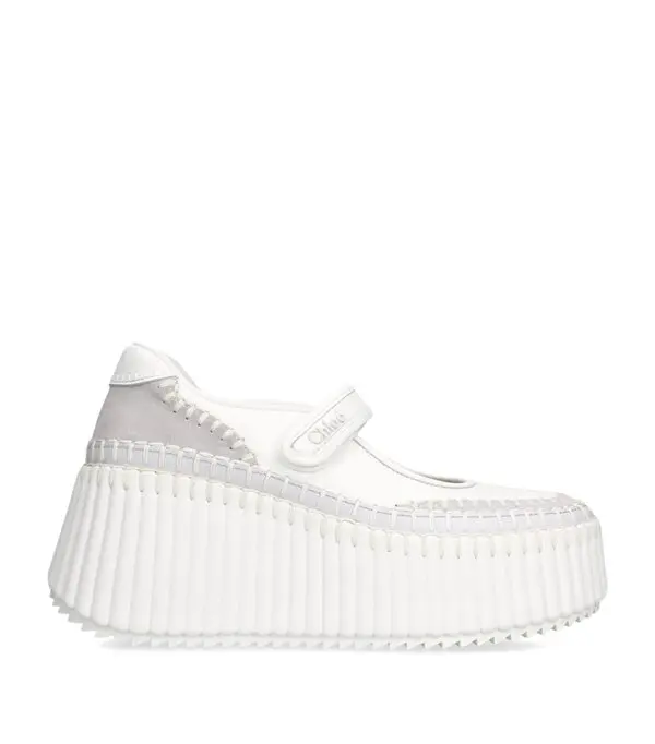 Chloé Leather Nama Platform Ballerina Flats 80 - White