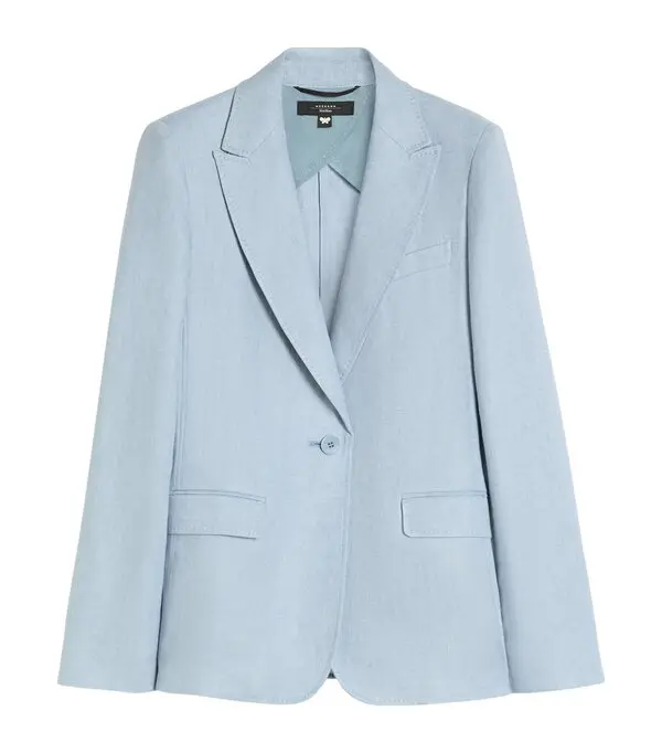 Max Mara Linen Single-breasted Blazer - Blue