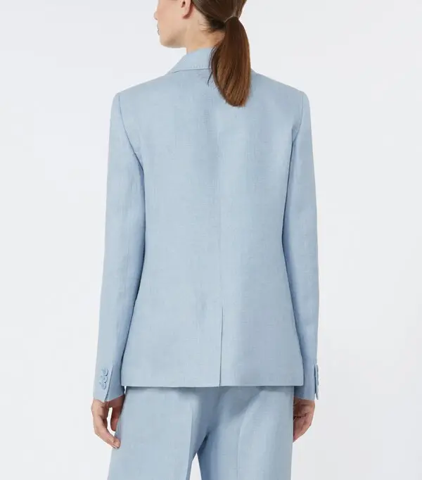 Max Mara Linen Single-breasted Blazer - Blue