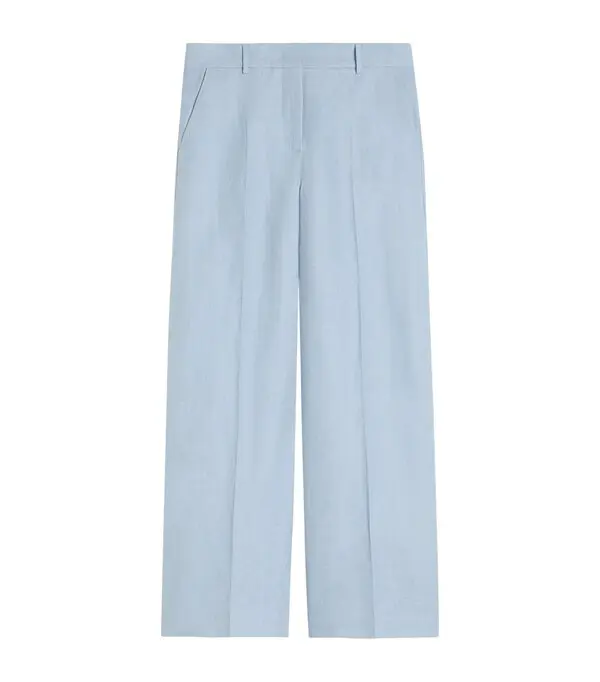 Max Mara Linen Wide-leg Trousers - Blue