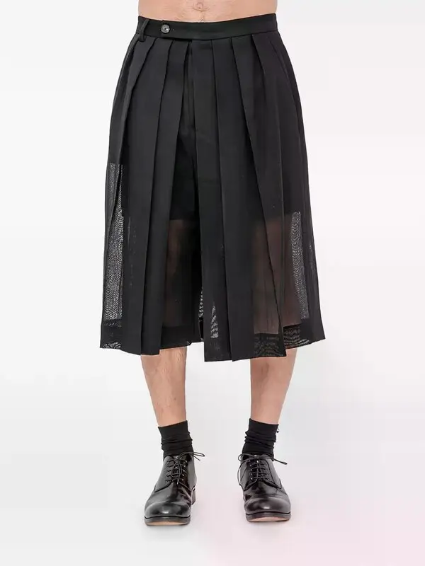 SETCHU Hakama Semi-sheer Cropped Trousers - Black