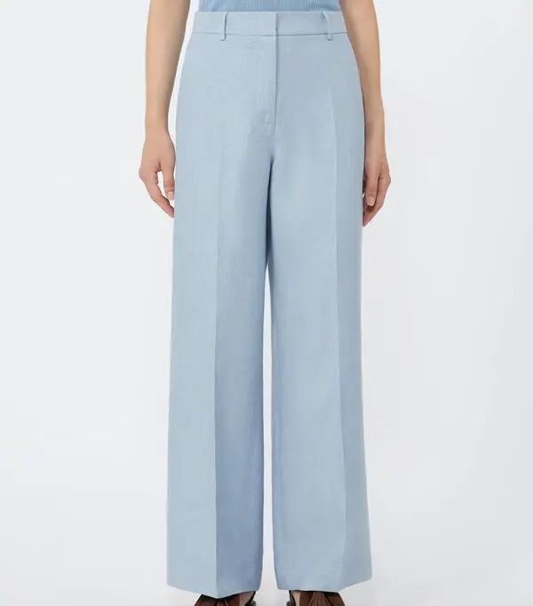 Max Mara Linen Wide-leg Trousers - Blue